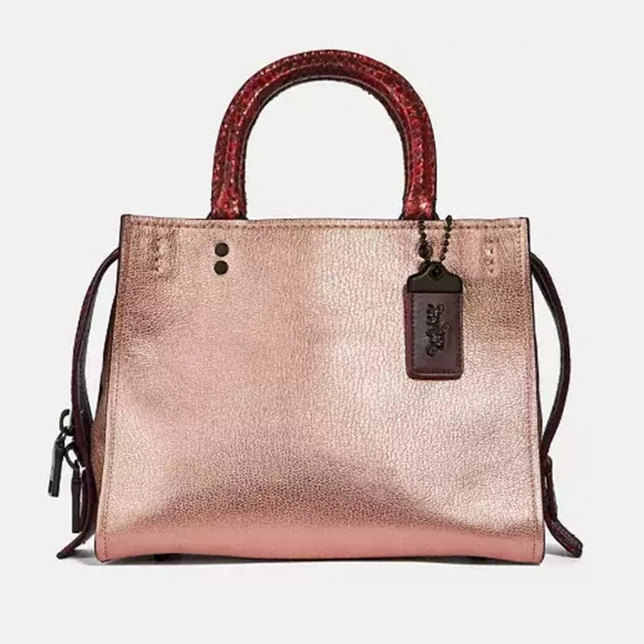 Coach | Bags | Coach Rogue 25 In Colorblock With Snakeskin Detail Rose ...